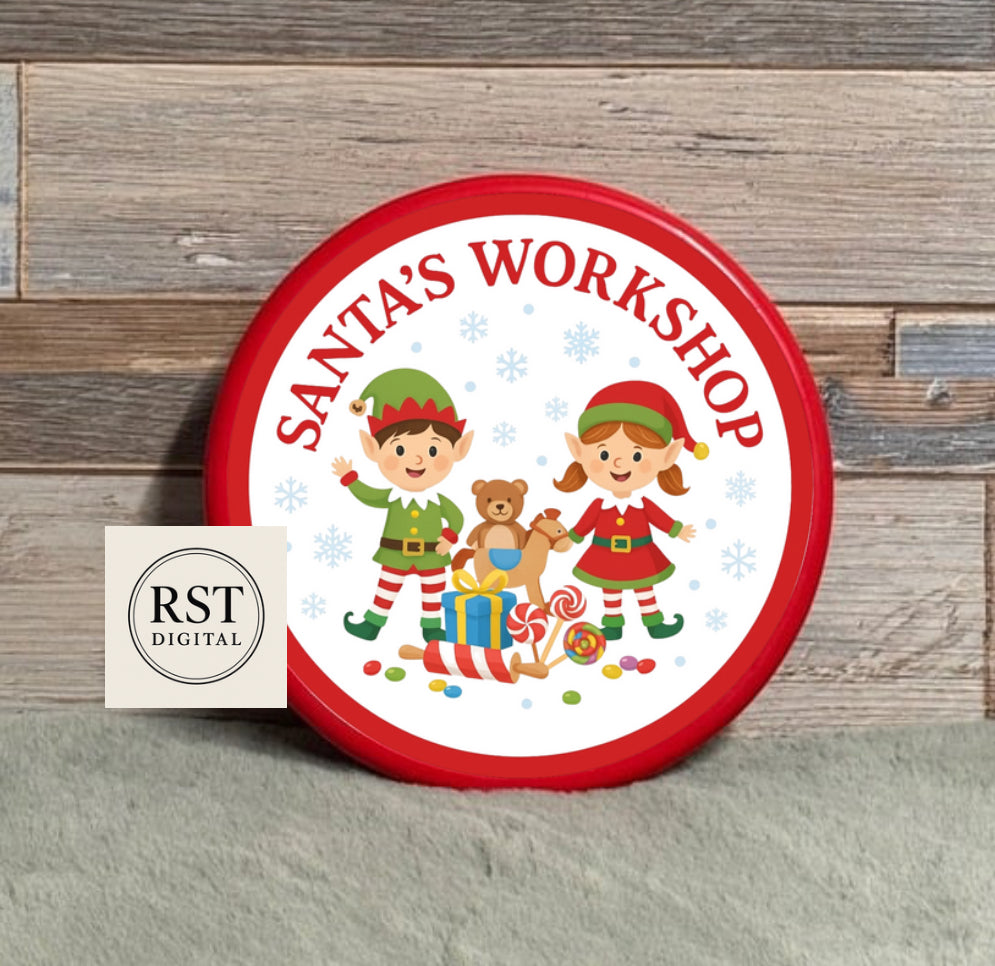 Chocolate Tub Sticker - Santas Workshop – RST Prints
