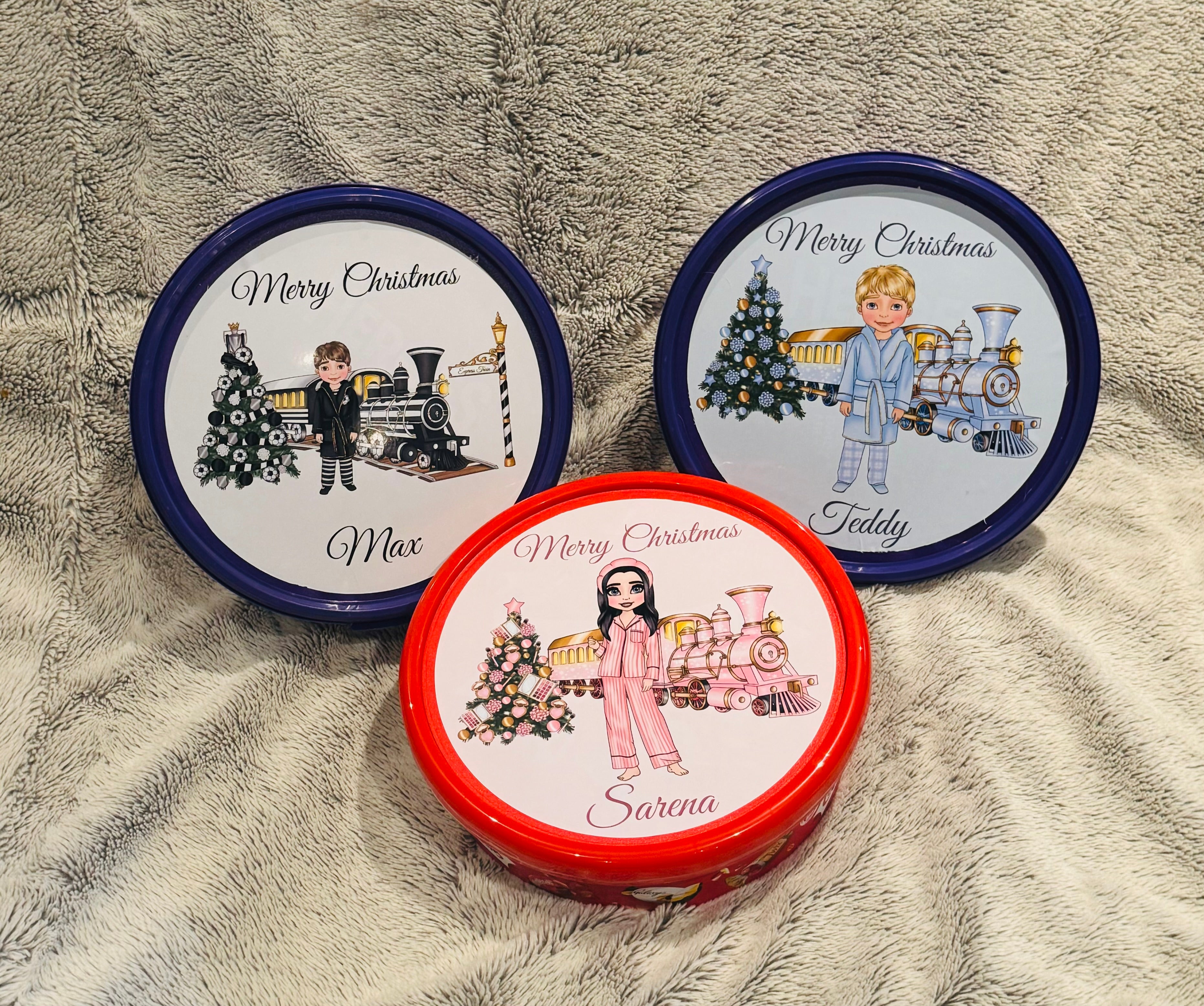 Chocolate Tub Sticker - Dolly with Train (Pink, Pastel Blue, Purple ...